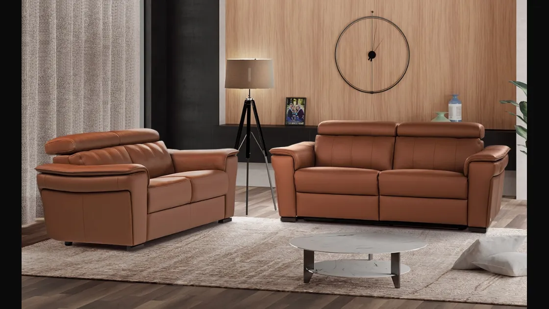 Divano Relax lineare in pelle Orlando di Nicoletti Home